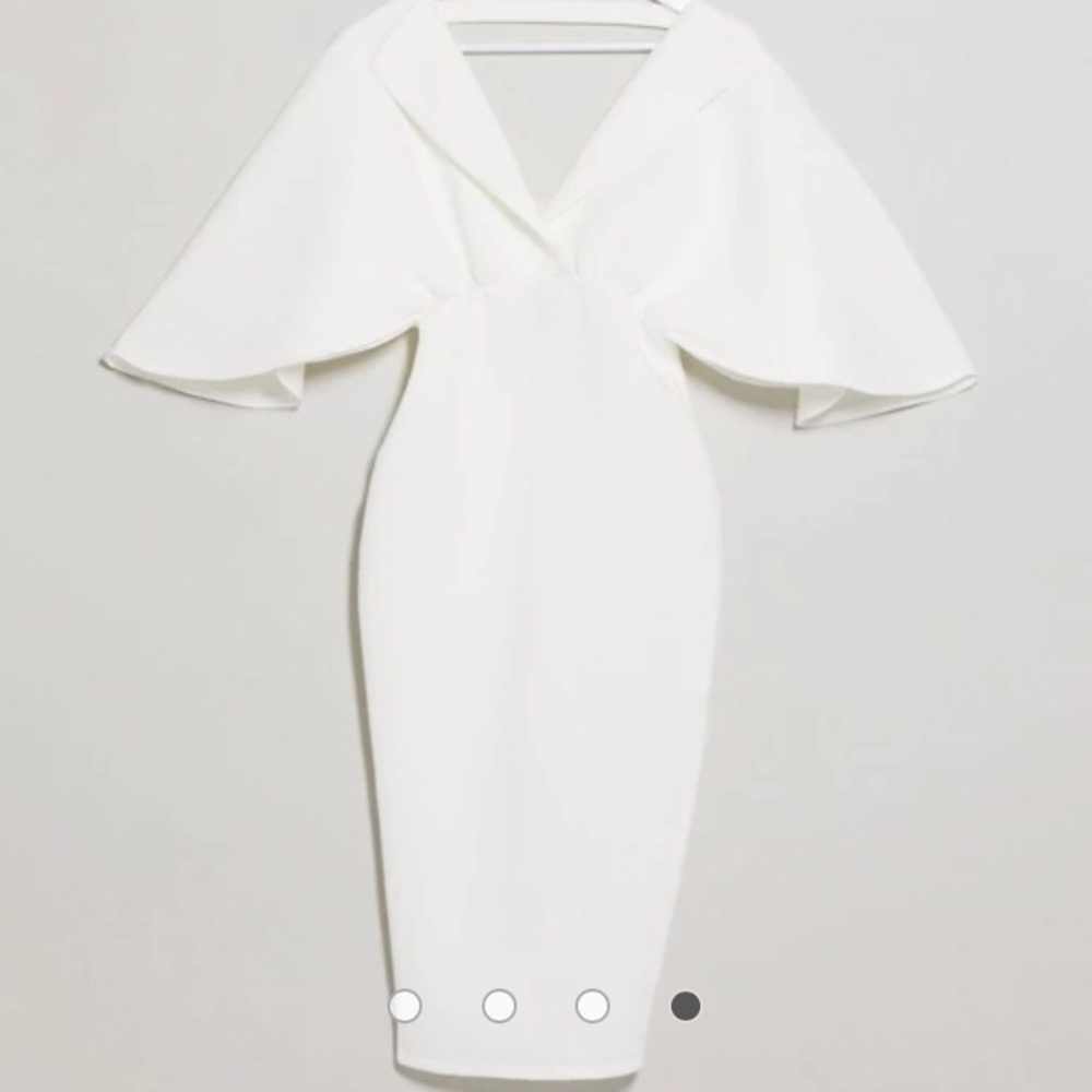 White Structured Midi Dress - Gem